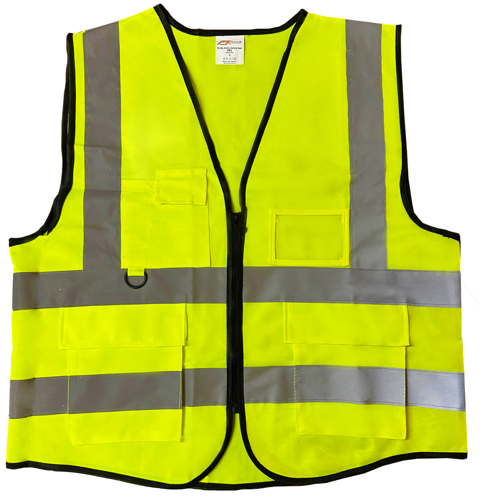 FlemX, Safety Vest P01, Zip Front, 4 pockets, 2inch Reflective Tape ...